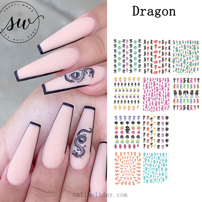 Dragon Nail Stickers Set-10 Sheets