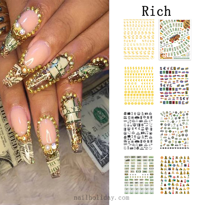 Rich Nail Stickers Set-8 Sheets
