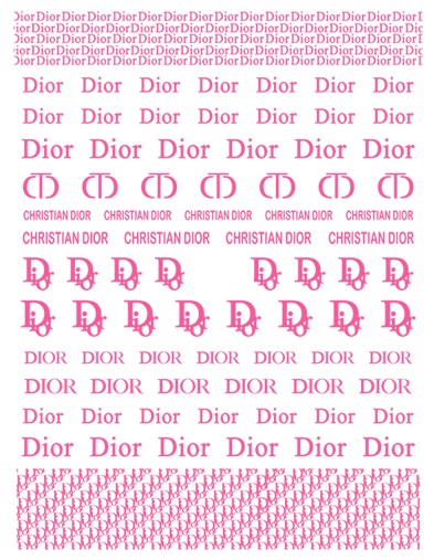 6 Sheets Dior Nail Stickers Rose