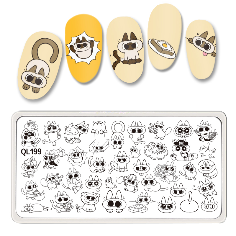 Siamese Cat Little Bean Paste Nail Stamping Plate QL199